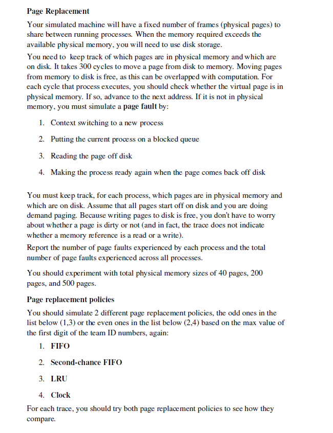 Solved Virtual Memory Management Simulation This Project Is 