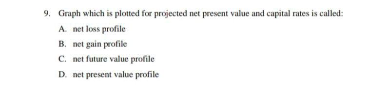 Solved 9. Graph which is plotted for projected net present | Chegg.com