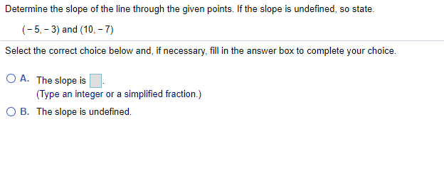 Solved Determine the slope of the line through the given | Chegg.com