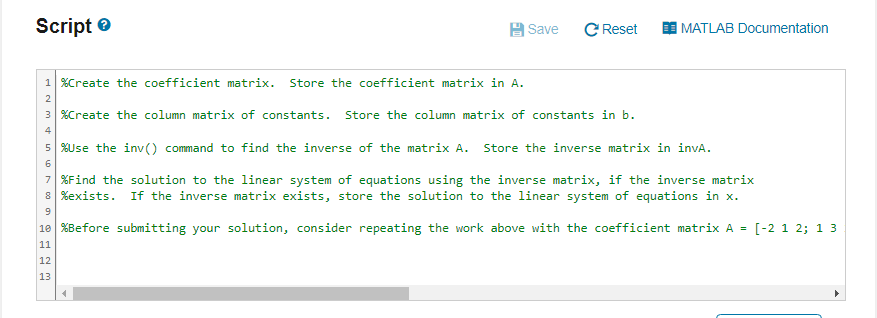 2.8.1: MATLAB: Solve Systems of Linear Equations | Chegg.com