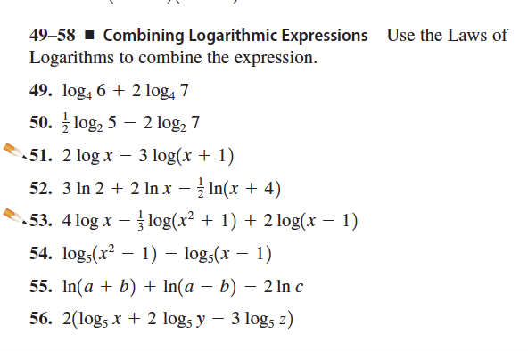 Solved 49 58 Combining Logarithmic Expressions Use The Laws