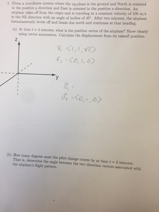 Solved 1. Given a coordinate system where the ry-plane is | Chegg.com