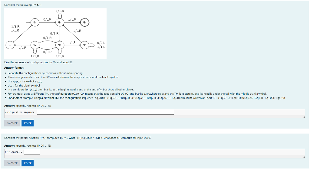 Solved Consider the following TM M₁: 1/1,R -/-R 0/R 1/1,R q₁ | Chegg.com