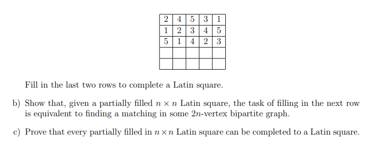 Solved n A Latin square is an nxn array of numbers that | Chegg.com