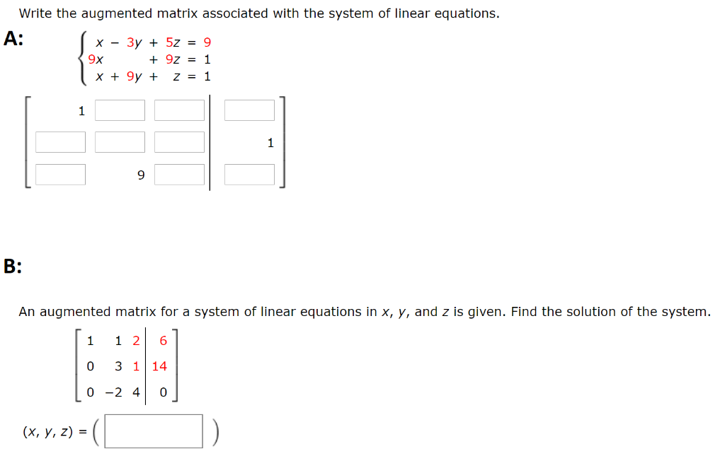 Write The Augmented Matrix For Each System Of Equations Calculator ... Write The Augmented Matrix For Each System Of Equations Calculator ...