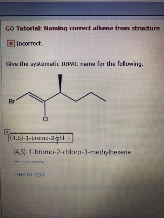 Solved GO Tutorial: Naming correct alkene from structure [x] | Chegg.com
