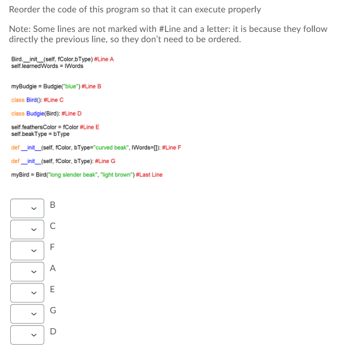 Solved Reorder the code of this program so that it can | Chegg.com