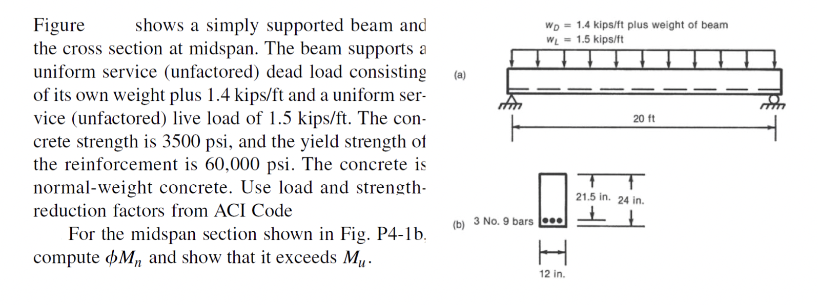 Solved WD = 1.4 kips/ft plus weight of beam WL = 1.5 kips/ft | Chegg.com