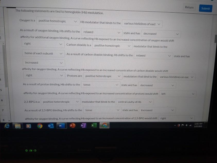 Return Submit The following statements are tied to | Chegg.com