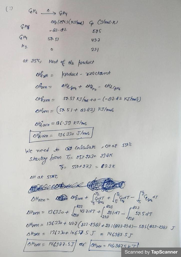 Solved 4. (25 points) The chemical equation for the cracking | Chegg.com
