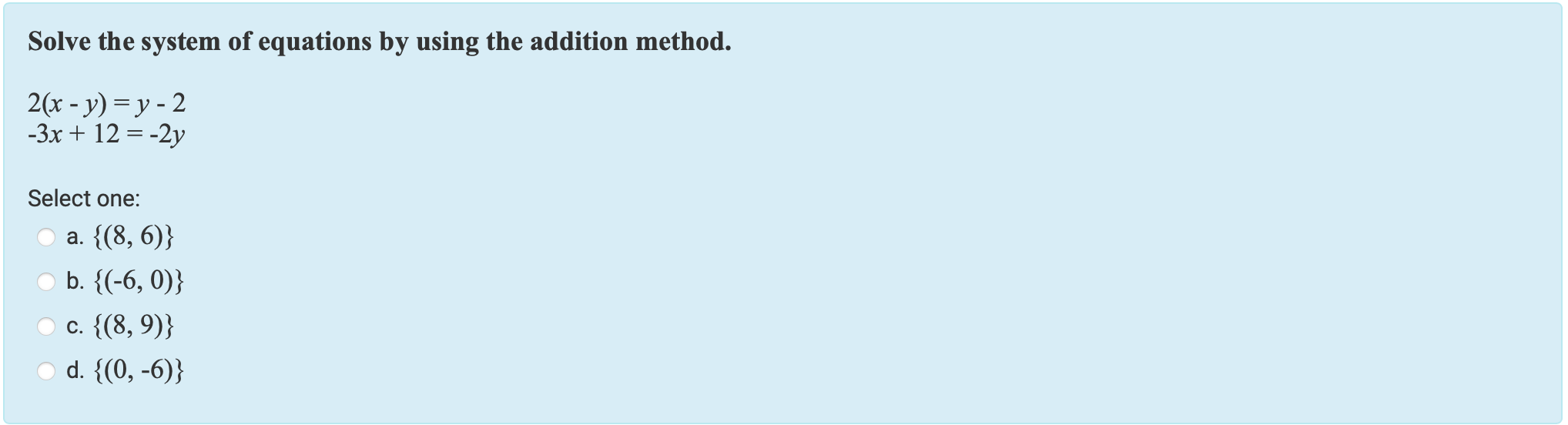 Solved Solve the system of equations by using the addition | Chegg.com