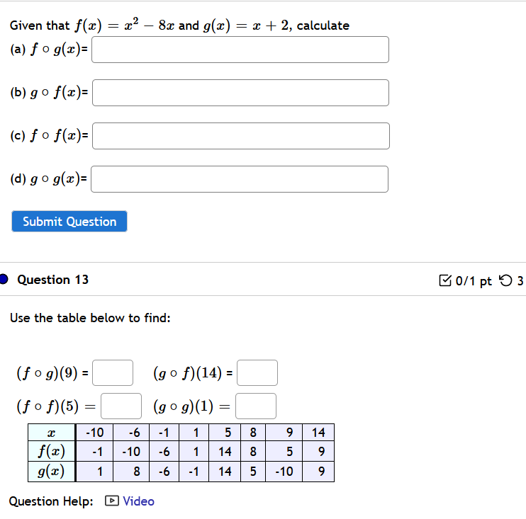 Solved = = Given that f(x) = x2 – 8x and g(x) x :22 – 8x and | Chegg.com