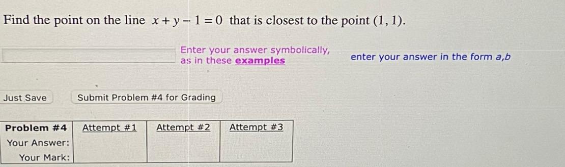 Solved Find the point on the line x+y−1=0 that is closest to | Chegg.com