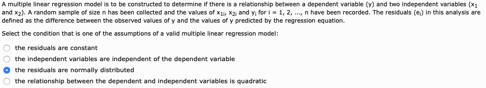 Solved A multiple linear regression model is to be | Chegg.com