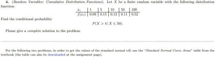 Solved 4. (Random Variables: Cumulative Distribution | Chegg.com