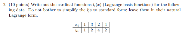 Solved 2. (10 points) Write out the cardinal functions :() | Chegg.com