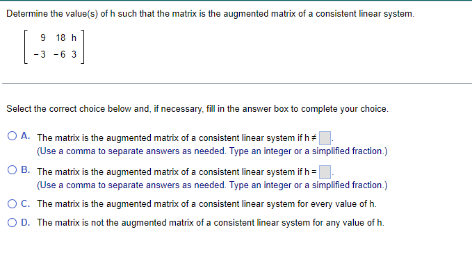 Solved Determine the value(s) of h such that the matrix is | Chegg.com