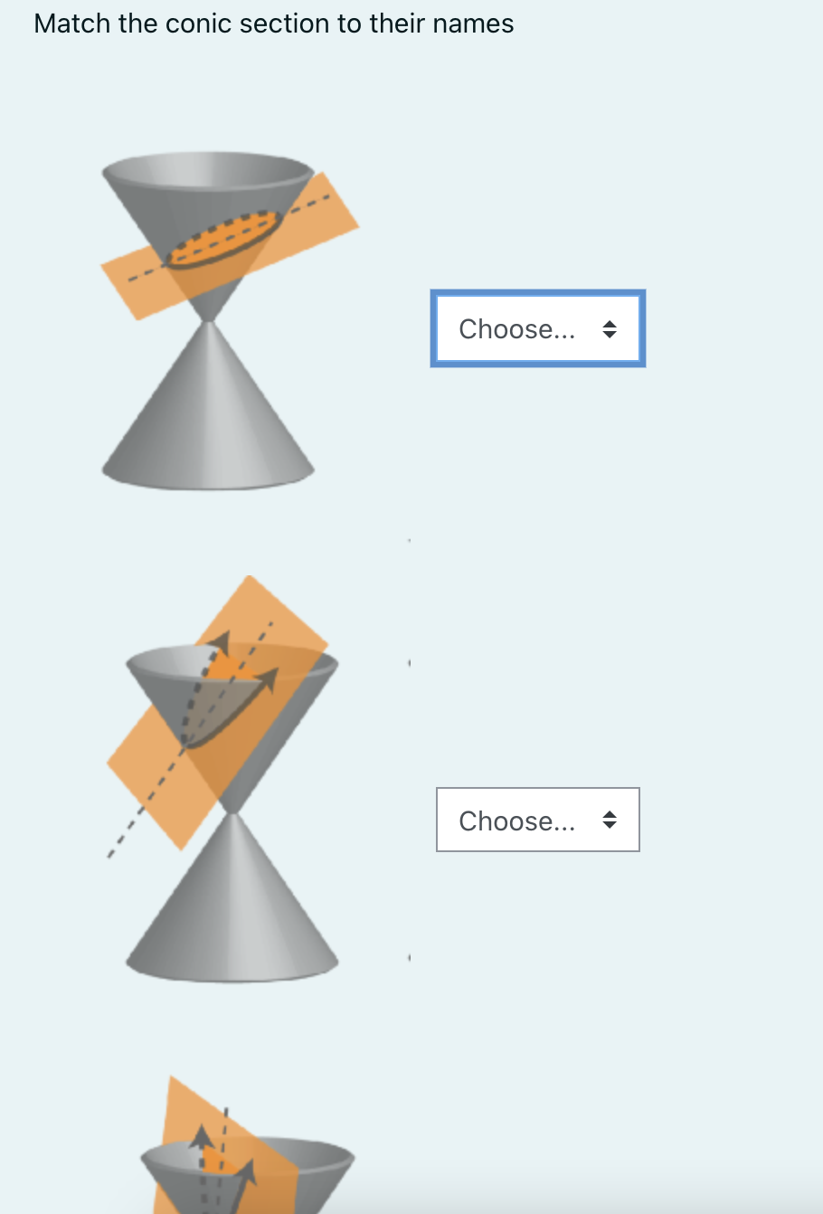 Solved Match the conic section to their names Choose... - | Chegg.com