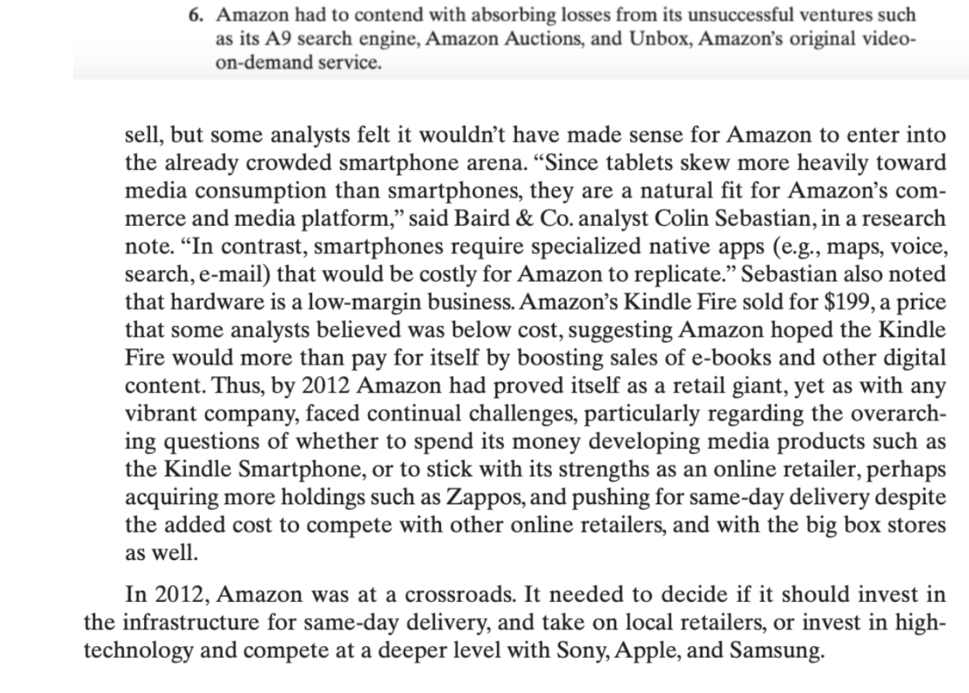 AMAZON.COM INC. CASE STUDY ANALYSIS The following is | Chegg.com