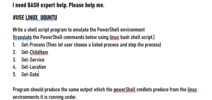 Solved I need BASH expert help. Please help me. #USE LINUX | Chegg.com