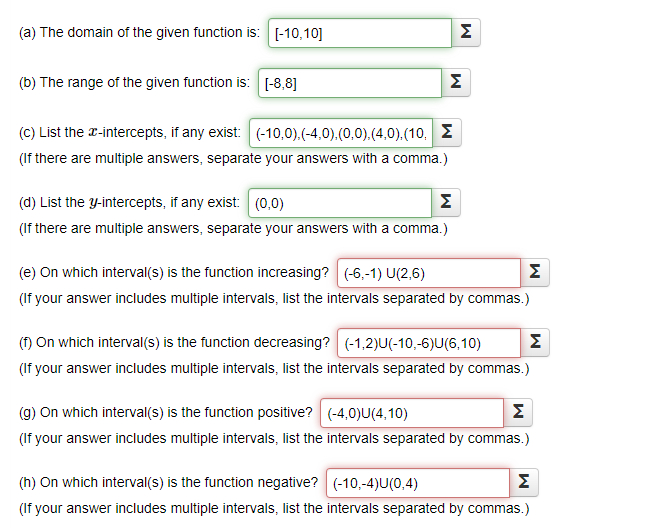 Solved (1 point) Based on the graph given below, answer the | Chegg.com