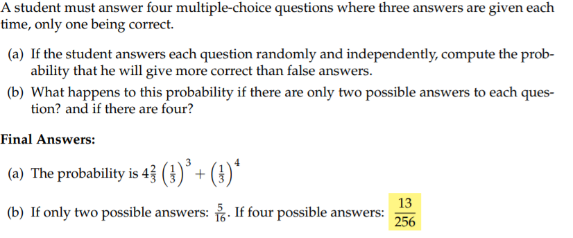 Solved A student must answer four multiple-choice questions | Chegg.com