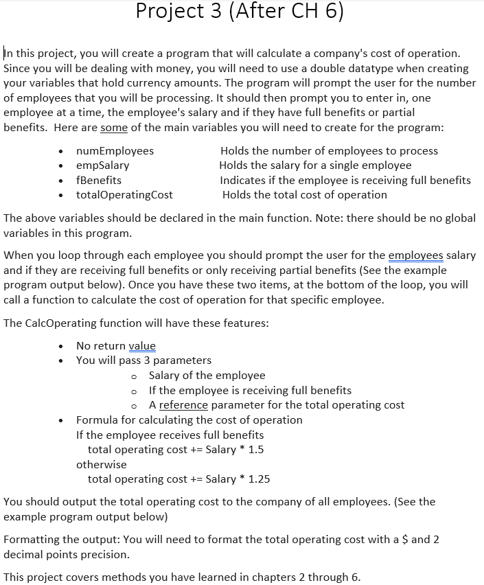 Solved Project 3 (After CH6 ) In this project, you will | Chegg.com