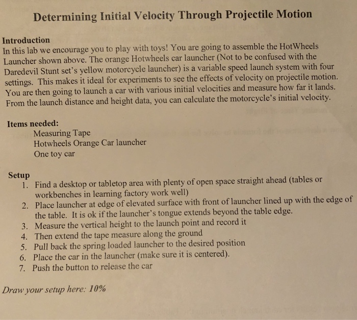 Solved Determining Initial Velocity Through Projectile | Chegg.com