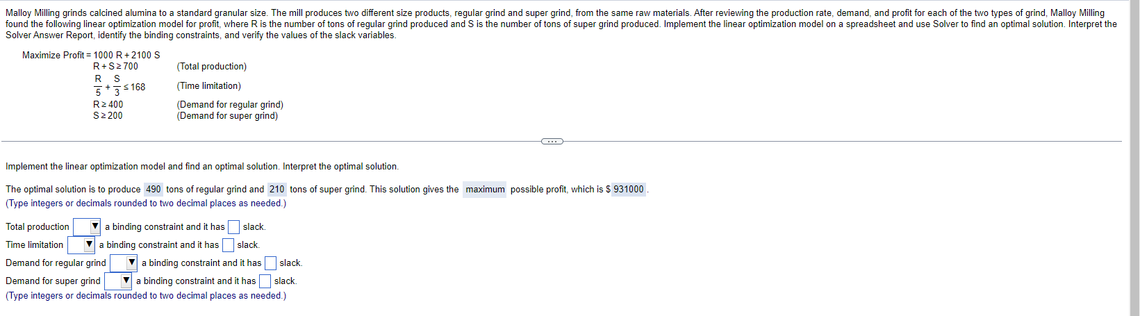 Solved Solver Answer Report, identify the binding | Chegg.com