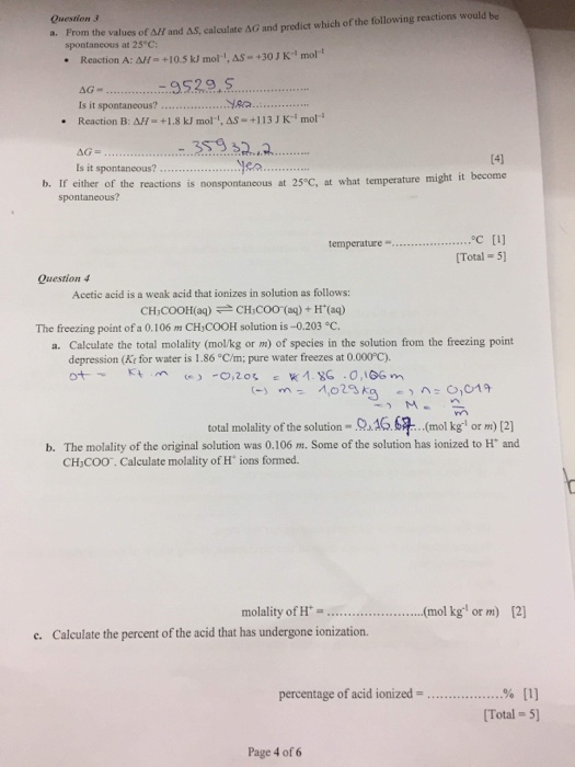 Solved From the values of Mr and AS, calculate ?@and predict | Chegg.com