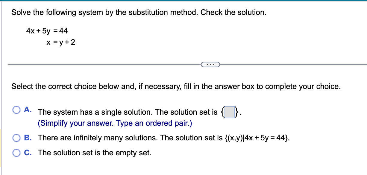 Solved Solve the following system by the substitution | Chegg.com