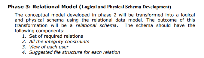 Solved Phase 3: Relational Model (Logical and Physical | Chegg.com