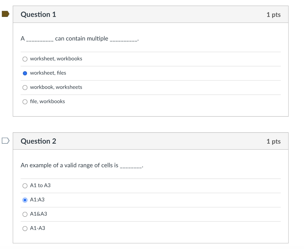 Solved Question 1 1 Pts A Can Contain Multiple Worksheet Chegg