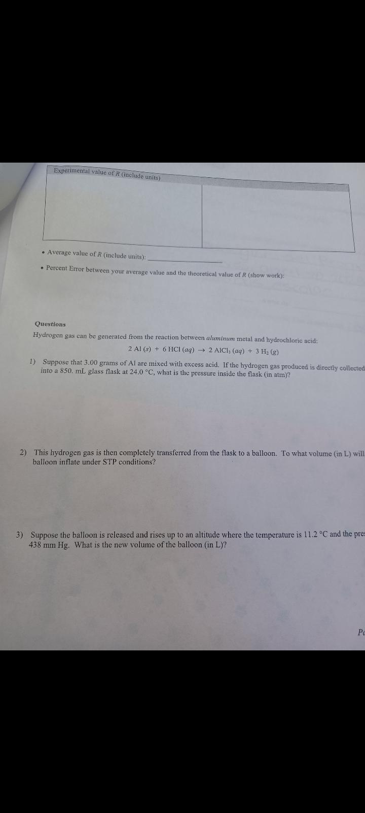 Solved Data Analysis - Using your experimental data, | Chegg.com