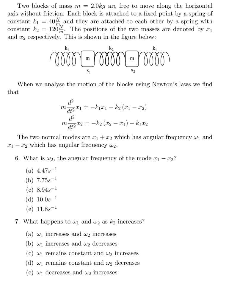 Solved Two blocks of mass m=2.0 kg are free to move along | Chegg.com