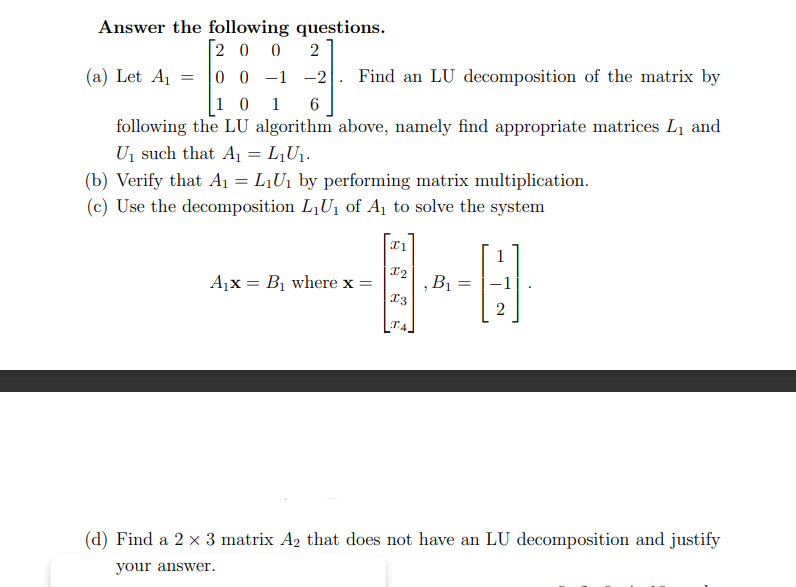 Solved In this problem we investigate and use the LU | Chegg.com