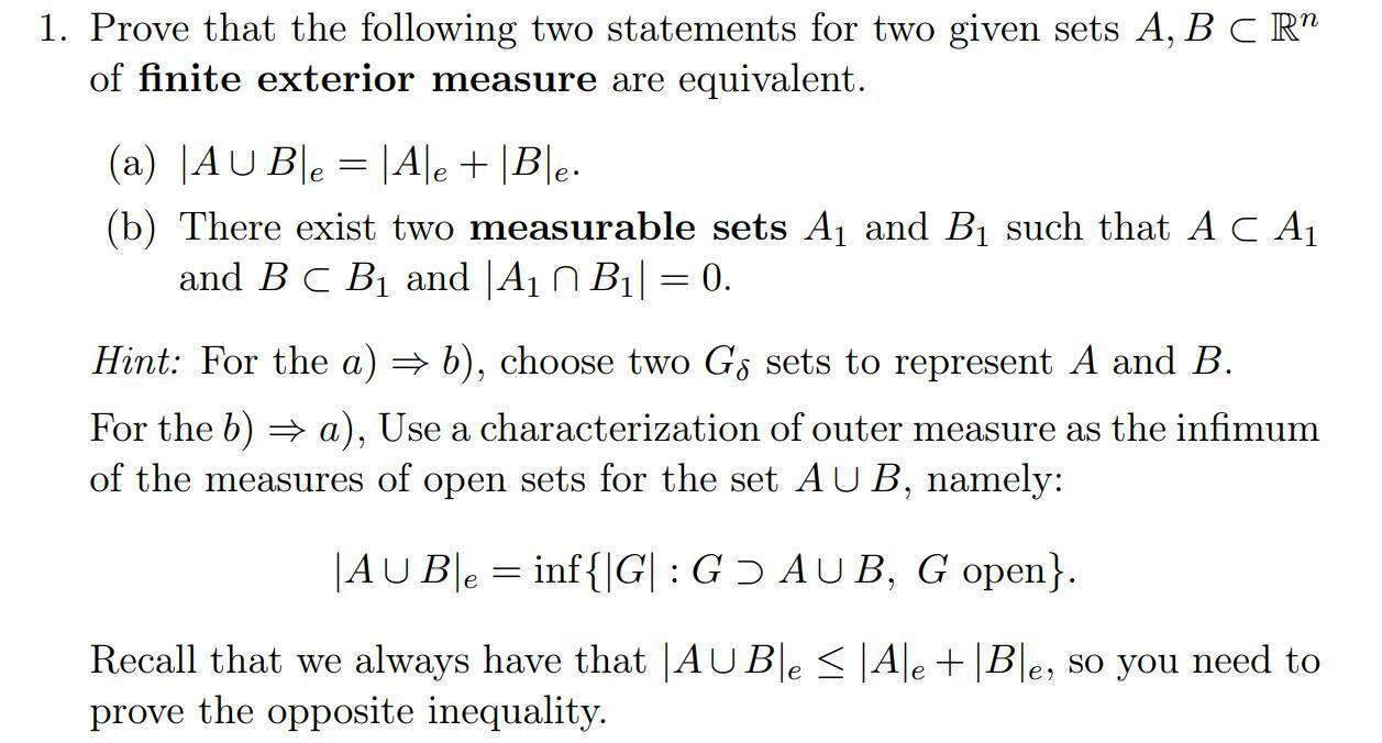 Prove that the following two statements for two given | Chegg.com