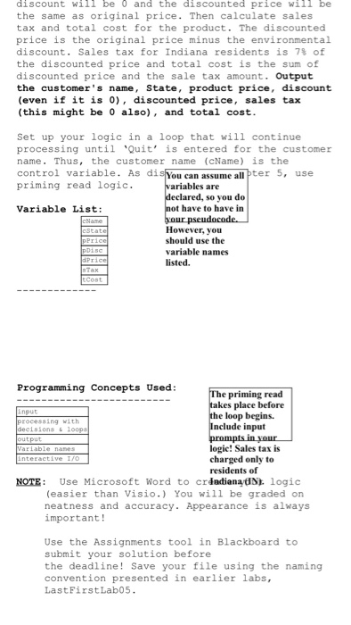 Solved CIS 16600 Intro to Programming Lab 5 20 points | Chegg.com