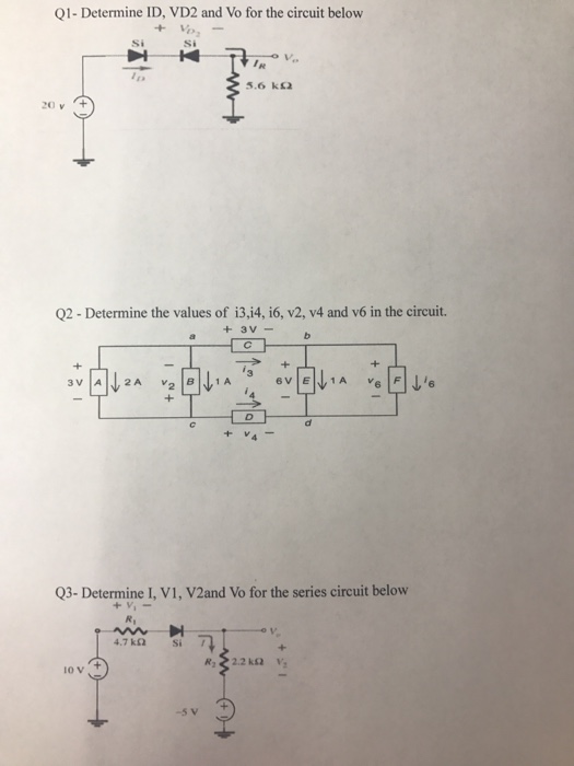 Solved Determine ID. VD2 and Vo for the circuit below | Chegg.com