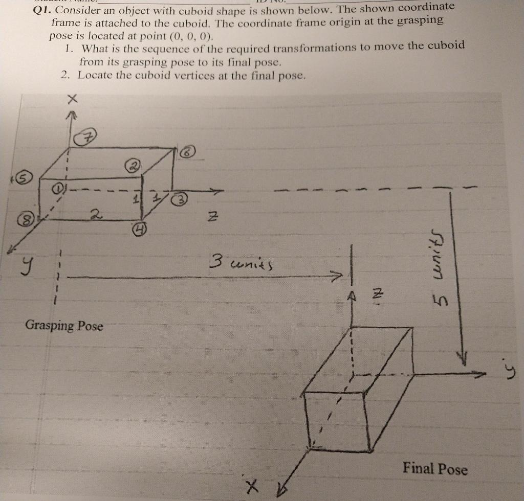 Solved Q1. Consider an object with cuboid shape is shown | Chegg.com