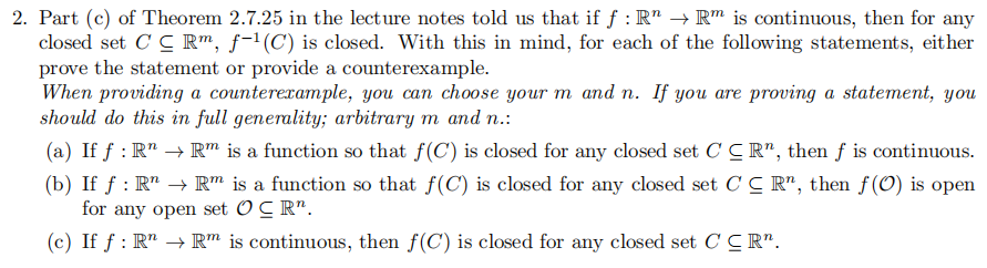 Solved 2. Part (c) of Theorem 2.7.25 in the lecture notes | Chegg.com