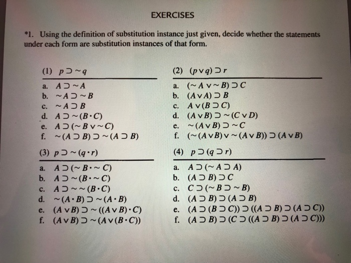 Solved EXERCISES *1. Using the definition of substitution | Chegg.com