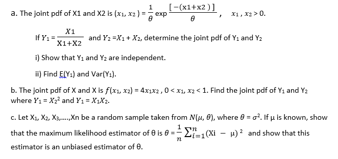 Solved 1 [-(x1+x2] a. The joint pdf of X1 and X2 is (x1, x2) | Chegg.com