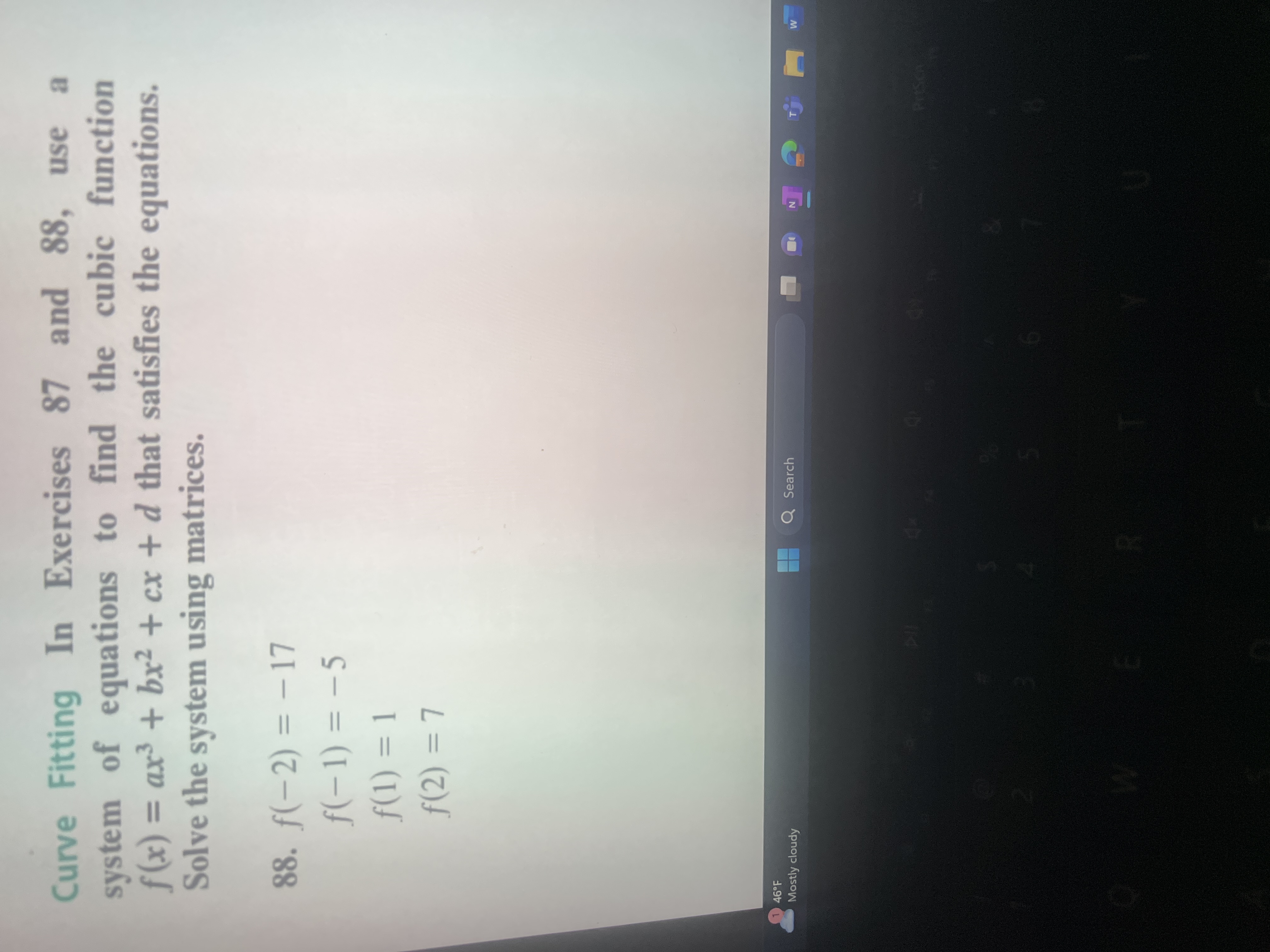 Solved Curve Fitting In Exercises 87 ﻿and 88, ﻿use asystem | Chegg.com