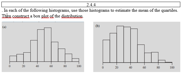 Solved 2.4.4 In each of the following histograms, use those | Chegg.com