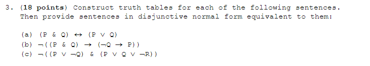 Solved 3. (18 points) Construct truth tables for each of the | Chegg.com