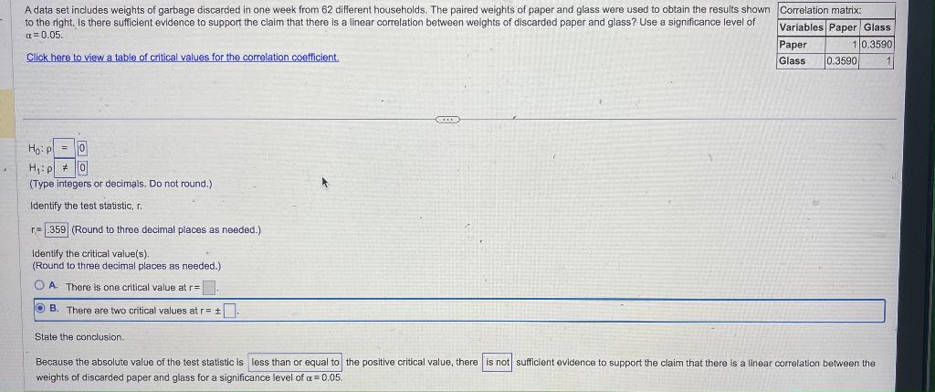 Solved A data set includes weights of garbage discarded in | Chegg.com