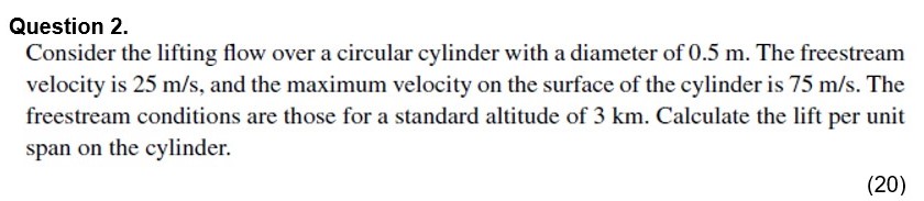 Solved Question 2. Consider the lifting flow over a circular | Chegg.com