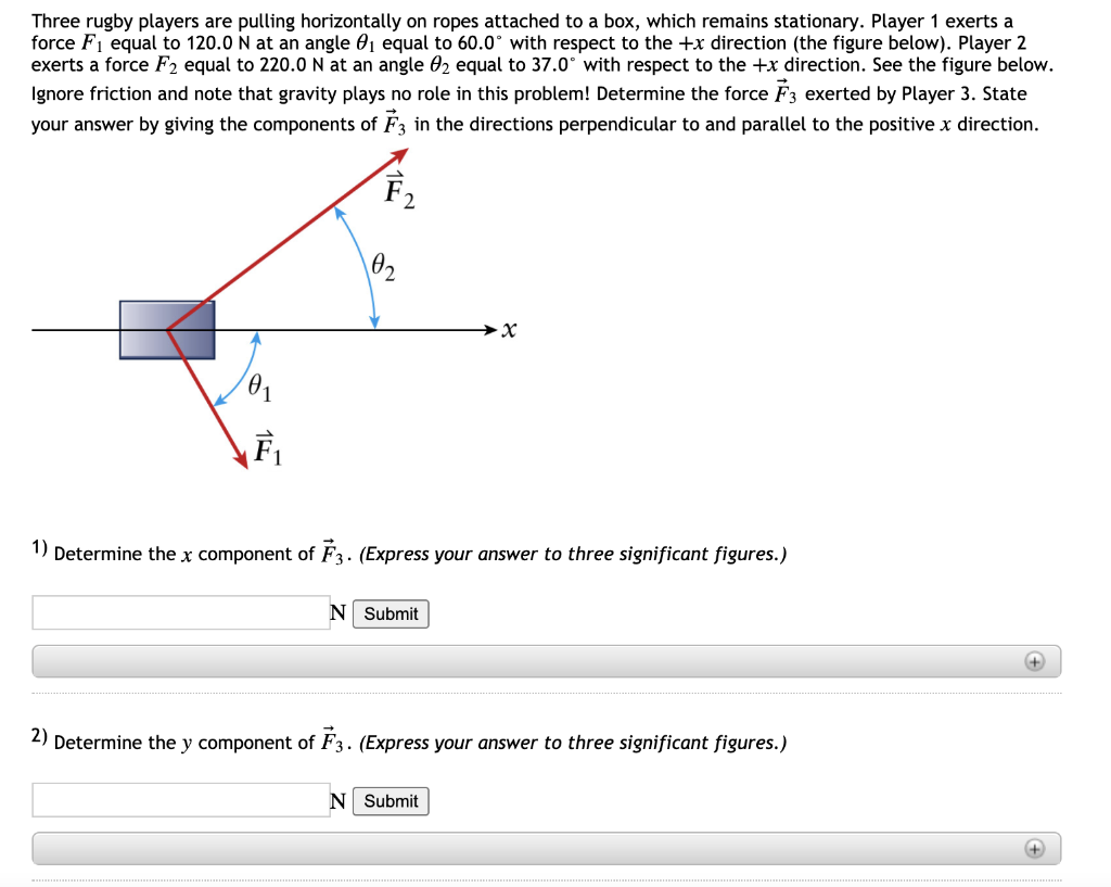 Solved Three rugby players are pulling horizontally on ropes | Chegg.com