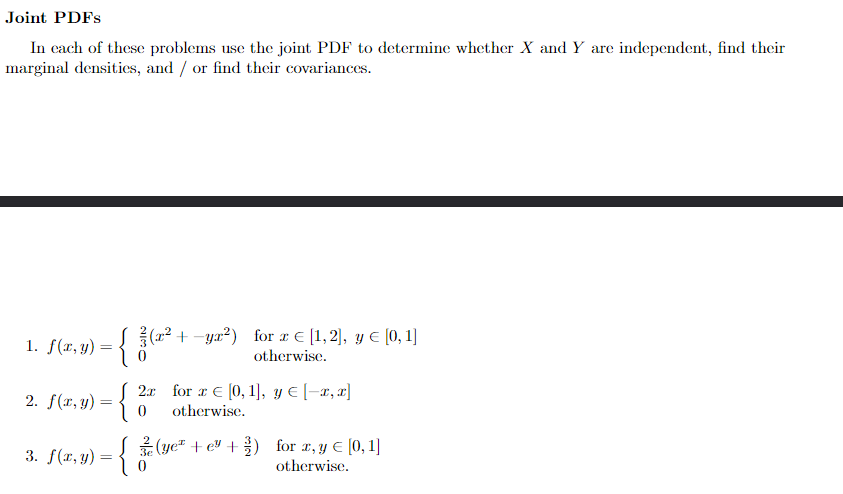 Solved Joint PDFs In each of these problems use the joint | Chegg.com